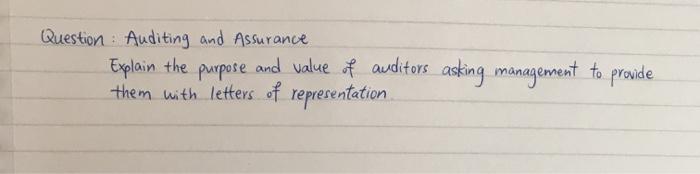 Solved Question: Auditing and Assurance Explain the purpose | Chegg.com