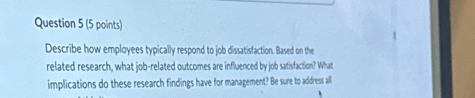 Solved Question 5 (5 ﻿points)Describe how employees | Chegg.com