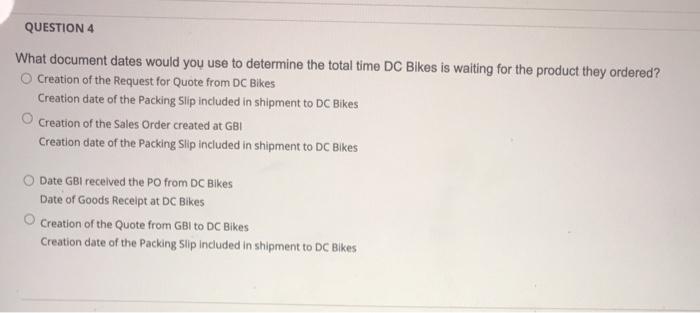 Solved QUESTION 1 Which document dates would you use to | Chegg.com