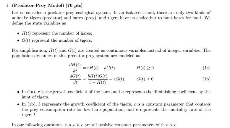 Solved (Predator-Prey Model) [70 ﻿pts]Let us consider a | Chegg.com