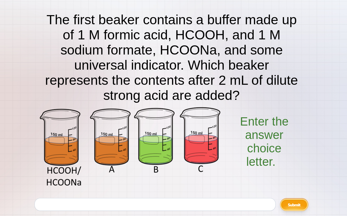 Solved The first beaker contains a buffer made up of 1 ﻿M | Chegg.com