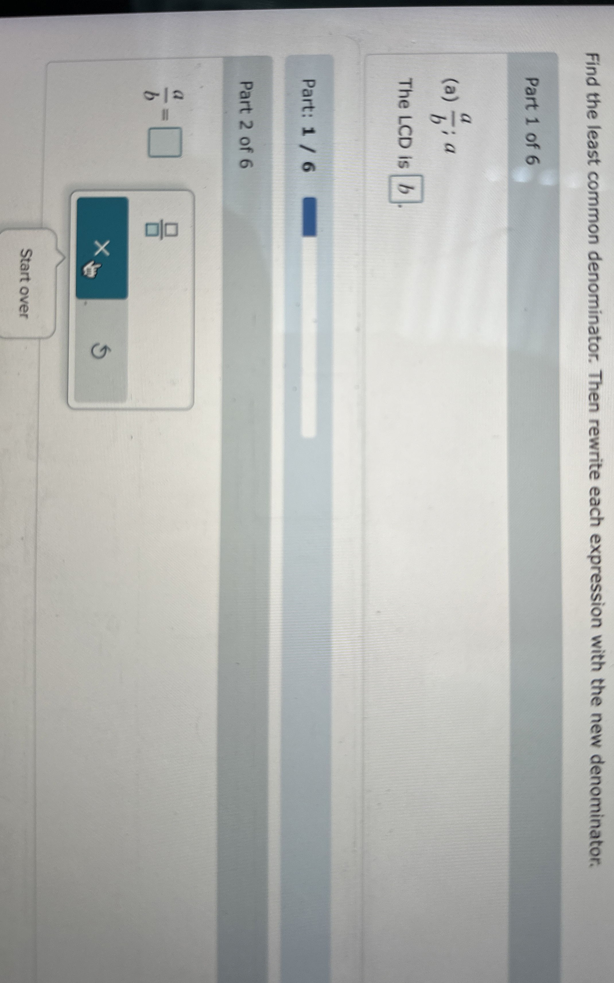 Solved Find The Least Common Denominator Then Rewrite Each