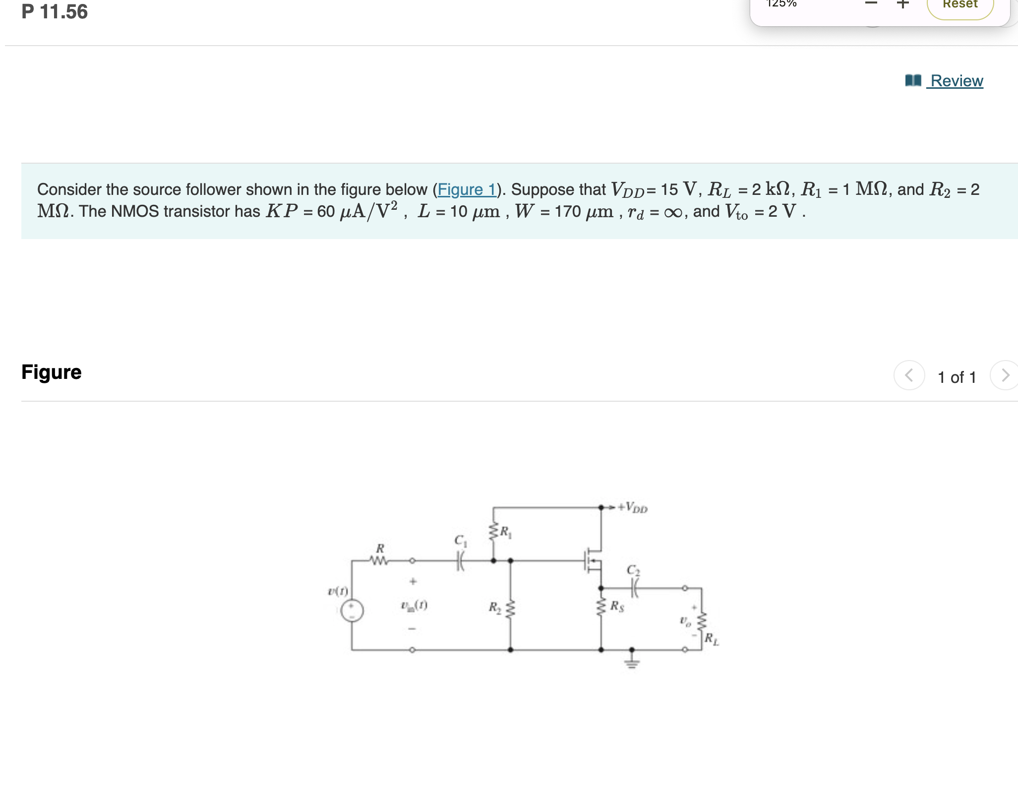 Solved Consider the source follower shown in the figure | Chegg.com