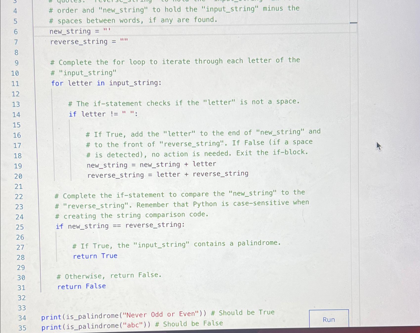 Solved # order and "new_string" to hold the "input_string" | Chegg.com