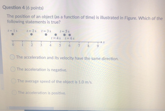 Solved Question 4 6 Points The Position Of An Object As A