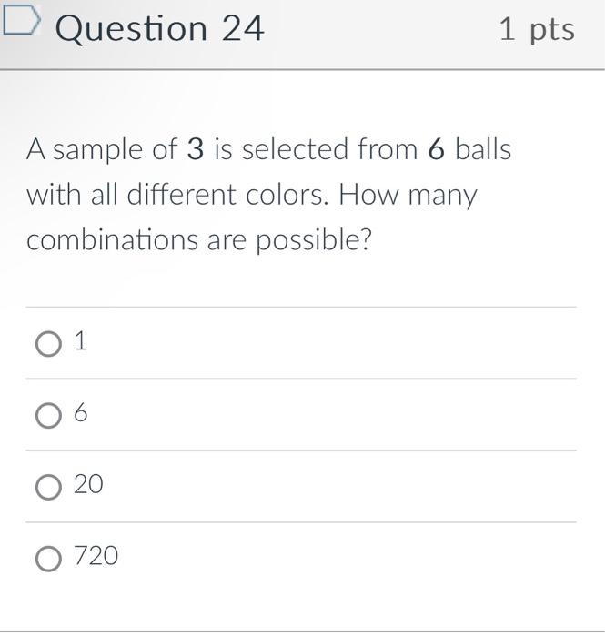 Solved A sample of 3 is selected from 6 balls with all | Chegg.com