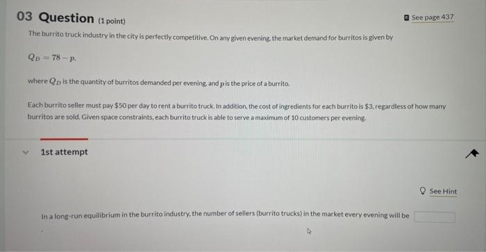 Solved 03 Question (1 point) a See page 437 The burrito | Chegg.com