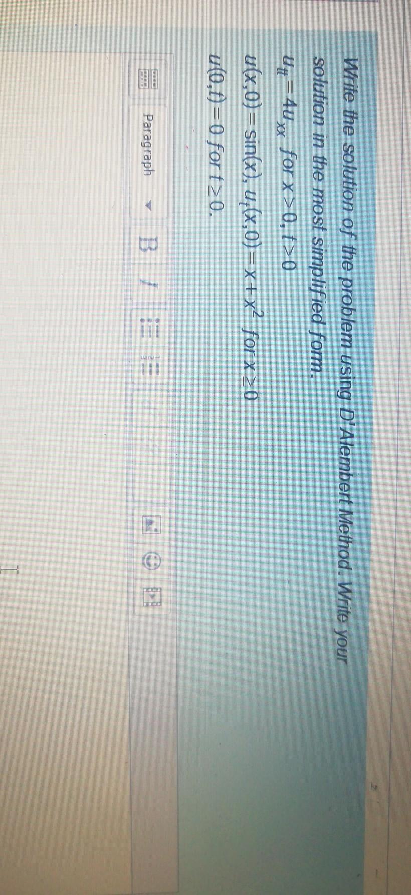 Solved Write the solution of the problem using D'Alembert | Chegg.com