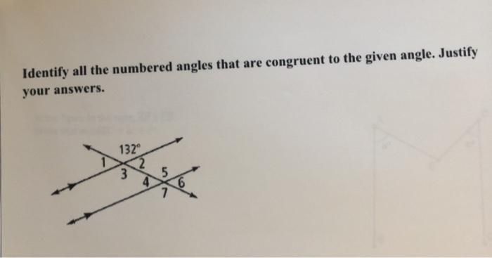 Solved Identify all the numbered angles that are congruent | Chegg.com