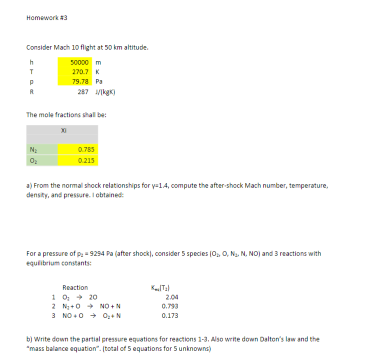 Solved Homework #3Consider Mach 10 ﻿flight at 50km | Chegg.com