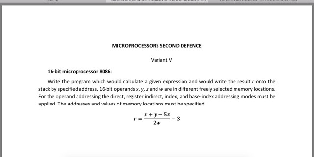 MICROPROCESSORS SECOND DEFENCE Variant V 16-bit | Chegg.com