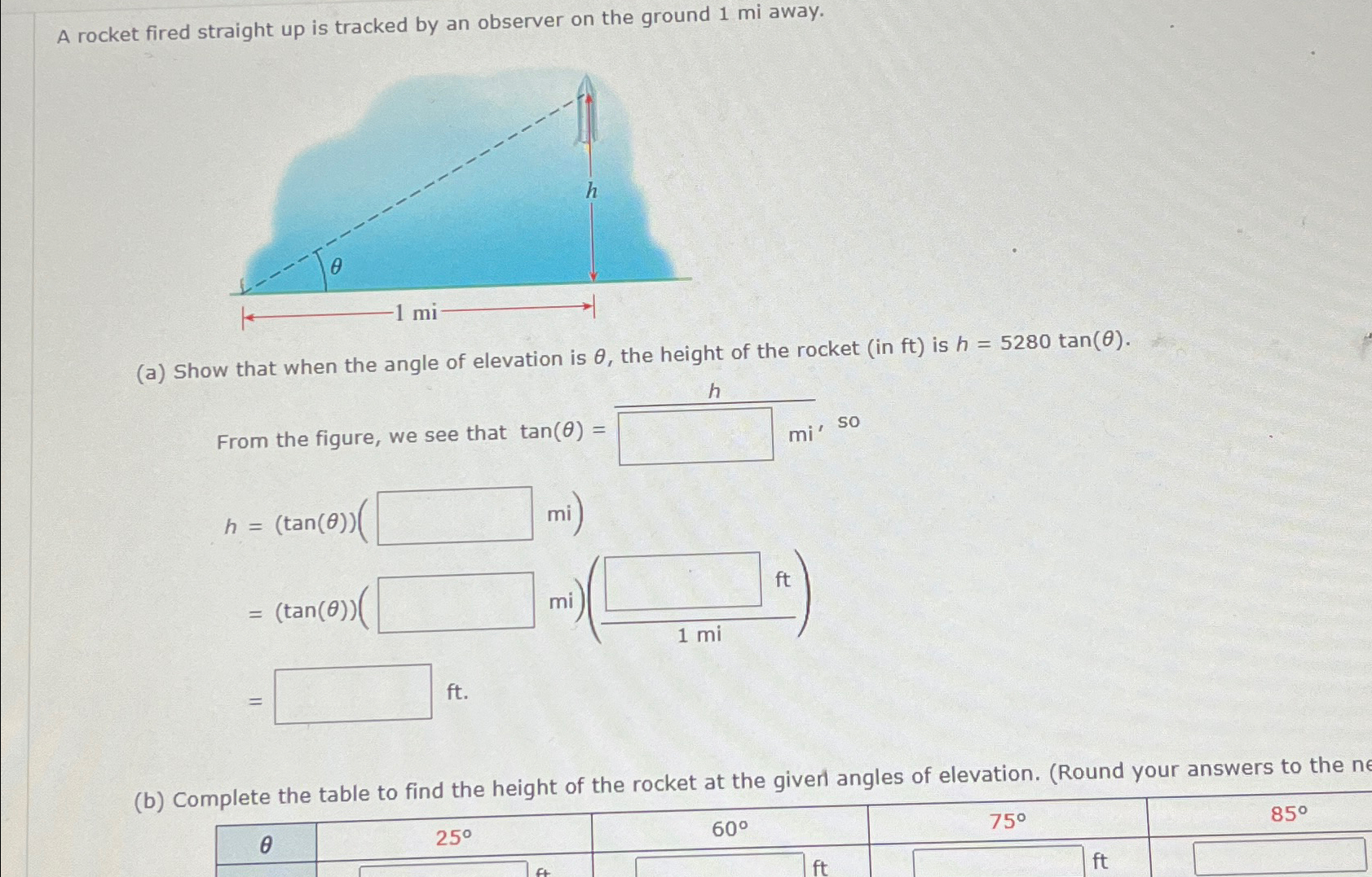 Solved A rocket fired straight up is tracked by an observer | Chegg.com
