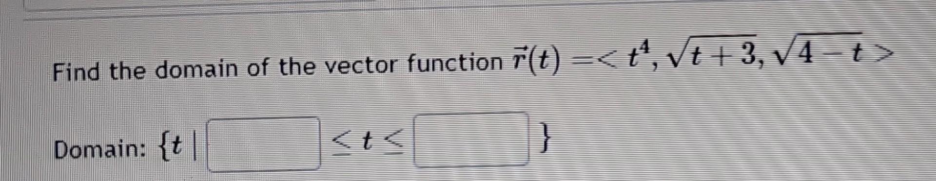 Solved Find the domain of the vector function | Chegg.com