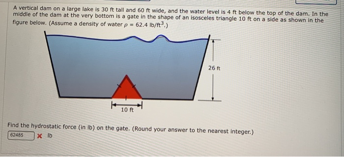 Solved A vertical dam on a large lake is 30 ft tall and 60 | Chegg.com