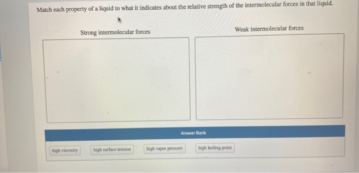 Solved Match each property of a liquid to what it indicates | Chegg.com