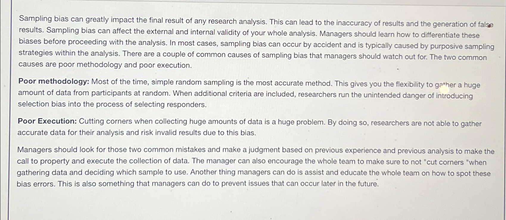Solved Sampling bias can greatly impact the final result of | Chegg.com