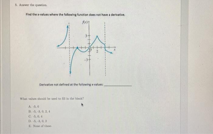 Solved 5. Answer the question. Find the x-values where the | Chegg.com