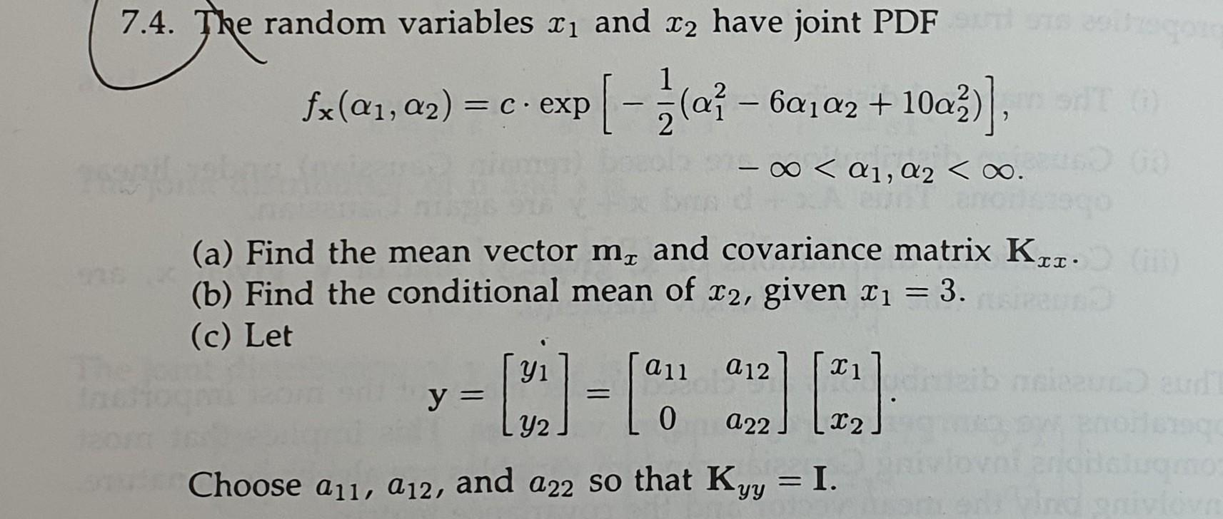 Solved 7.4. The random variables x1 and x2 have joint PDF | Chegg.com