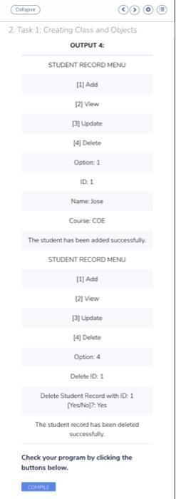 Solved 2 Task 1 Creating Class And Objects Create A Class 9765