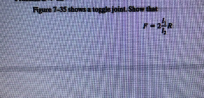 Solved Figure 7-35 shows a toggle joint. Show that F-2-R | Chegg.com