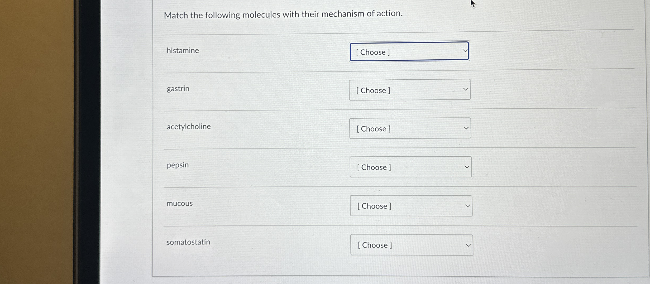 Solved Match the following molecules with their mechanism of | Chegg.com