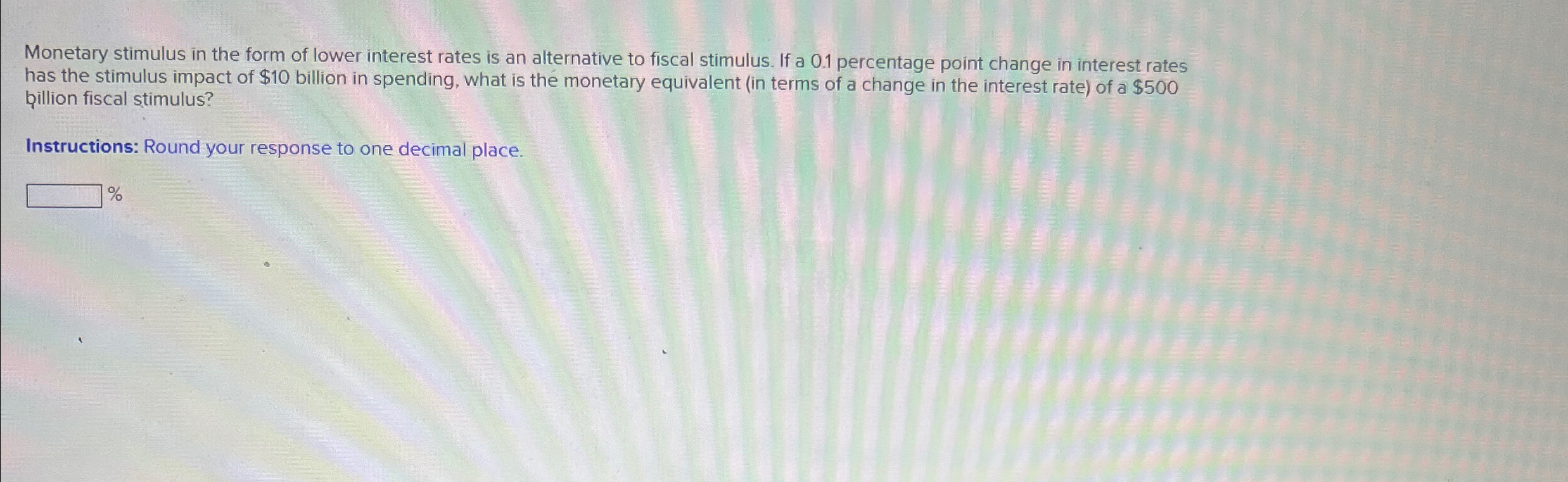 Solved Monetary stimulus in the form of lower interest rates | Chegg.com