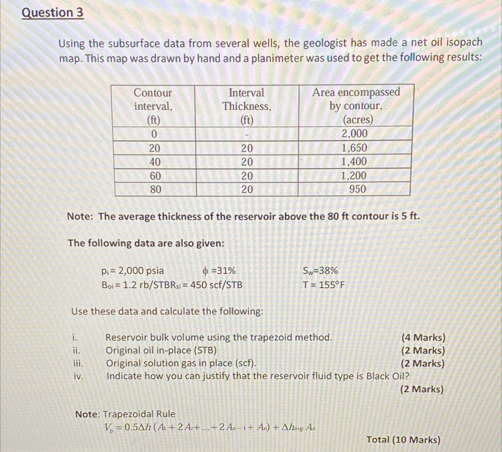 Solved Question 3Using the subsurface data from several | Chegg.com