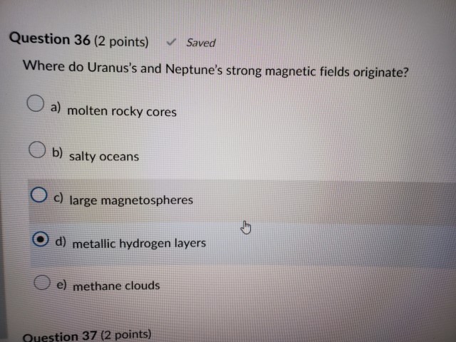 Solved Question 36 (2 ﻿points)Where do Uranus's and | Chegg.com
