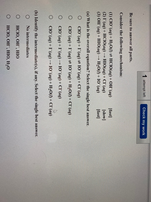 Solved 1 attempt left Check my work Be sure to answer all | Chegg.com