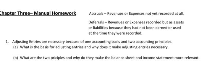 Solved Chapter Three-Manual Homework Accruals - Revenues or | Chegg.com