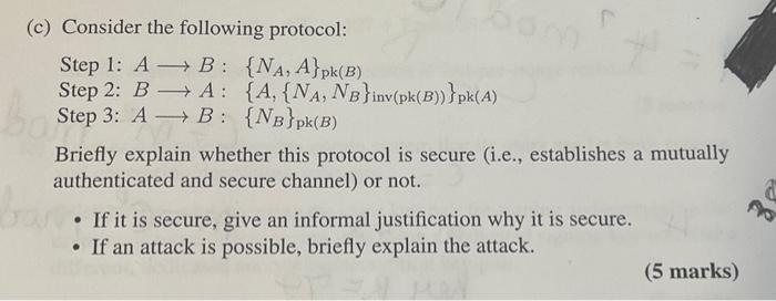 Solved c) Consider the following protocol: Step 1: | Chegg.com
