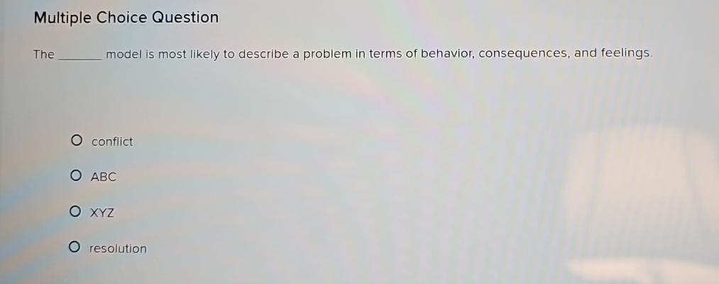Solved Multiple Choice QuestionThe ﻿model is most likely | Chegg.com