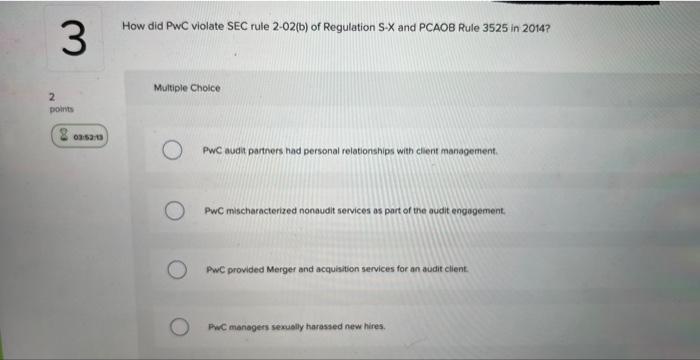 Solved How did PwC violate SEC rule 2-02(b) of Regulation | Chegg.com