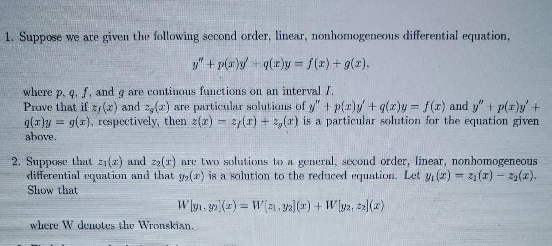 Solved Suppose we are given the following second order, | Chegg.com
