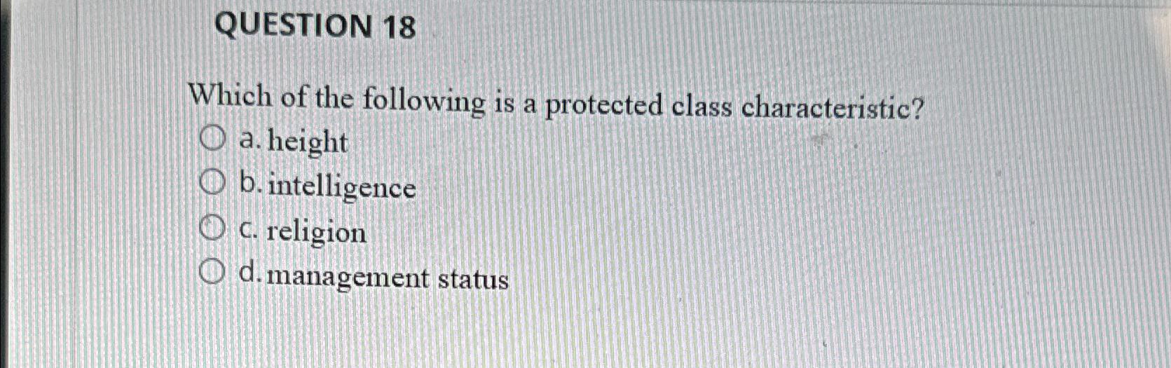 Solved QUESTION 18Which of the following is a protected | Chegg.com