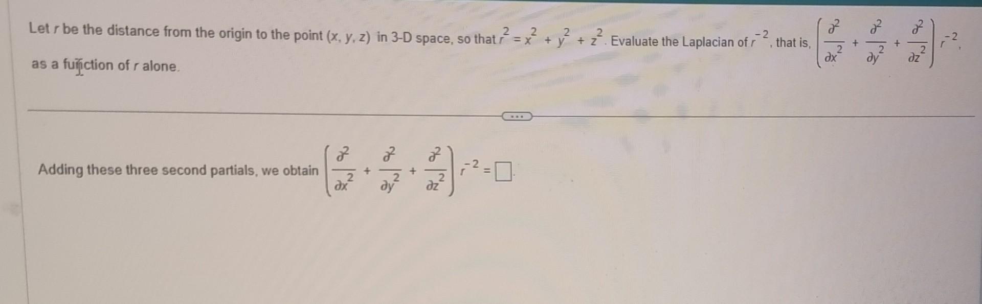 Solved Let r be the distance from the origin to the point | Chegg.com