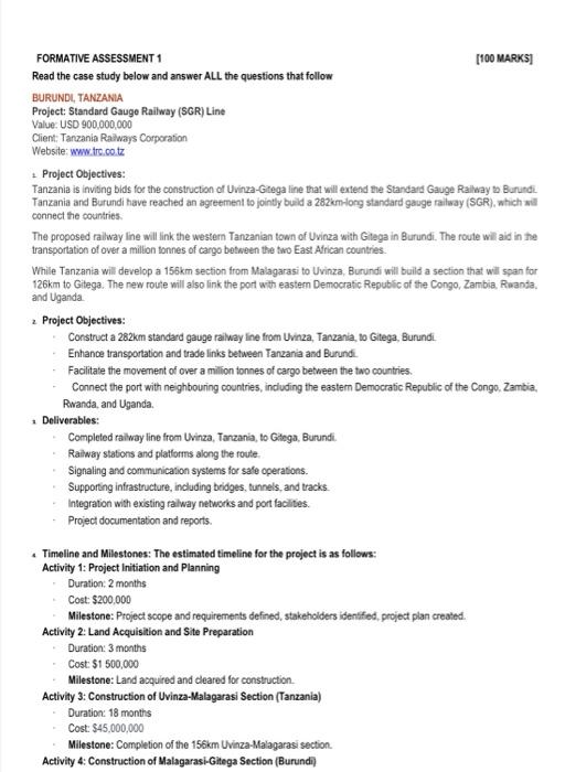 FORMATIVE ASSESSMENT 1 [100 MARKS] Read the case | Chegg.com