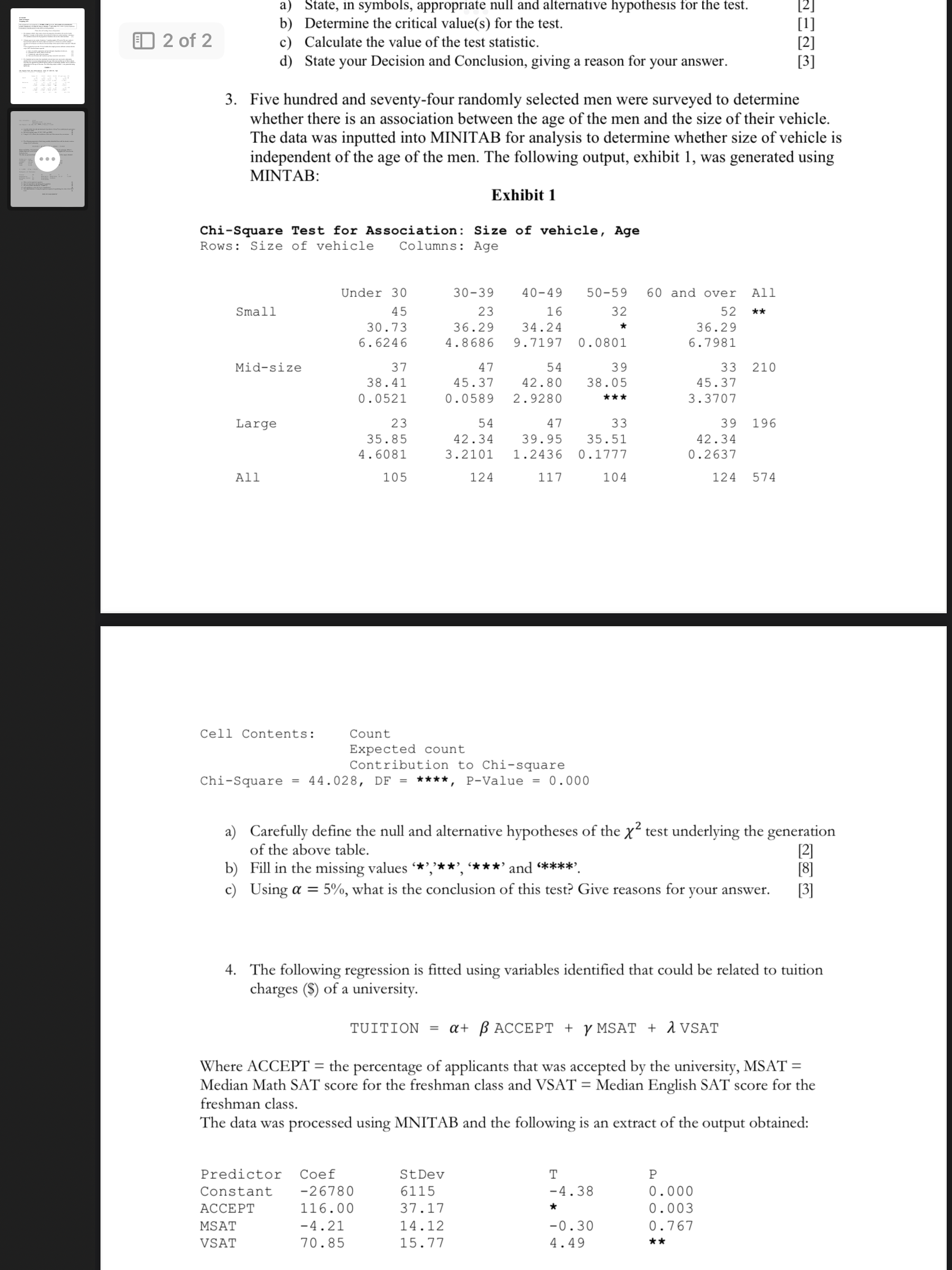 Solved The data was inputted into MINITAB for analysis to | Chegg.com