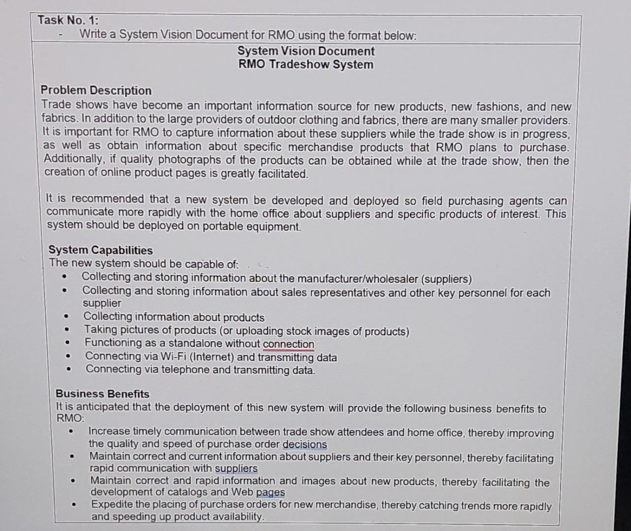 Solved Task No. 2: Based on the list of the system | Chegg.com