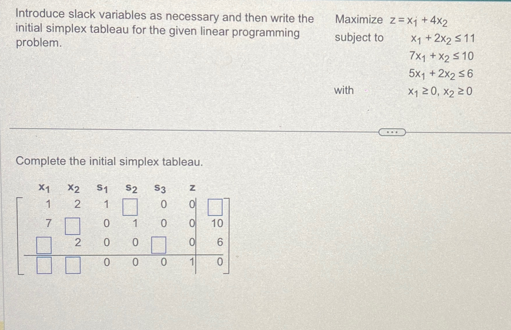 Solved Introduce slack variables as necessary and then write | Chegg.com