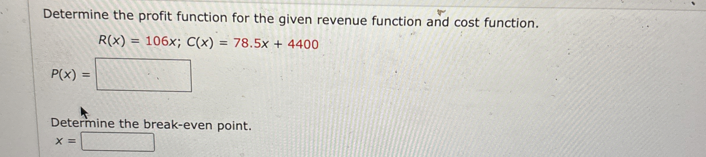 Solved Determine the profit function for the given revenue | Chegg.com