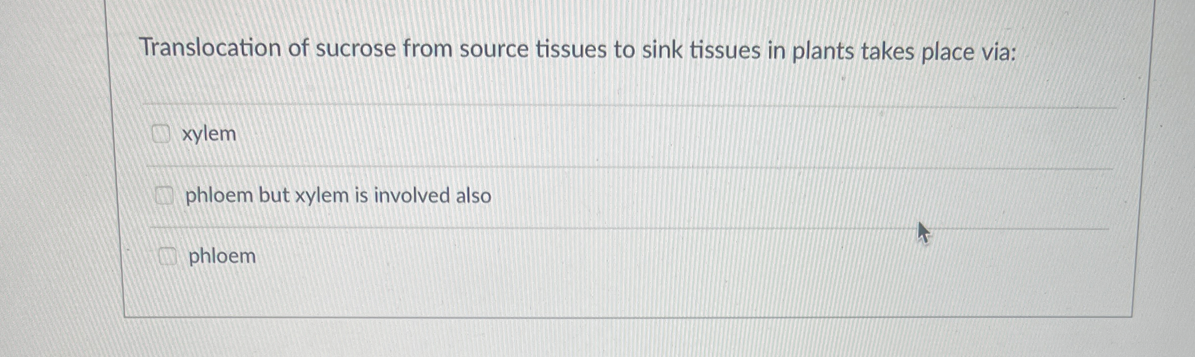 Solved Translocation of sucrose from source tissues to sink | Chegg.com