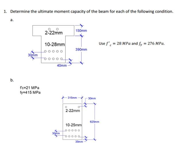 Solved 1. Determine the ultimate moment capacity of the beam | Chegg.com