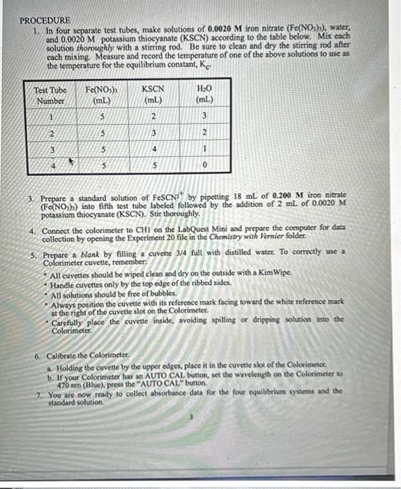 Solved PROCEDURE 1. In four separate test tubes, make | Chegg.com