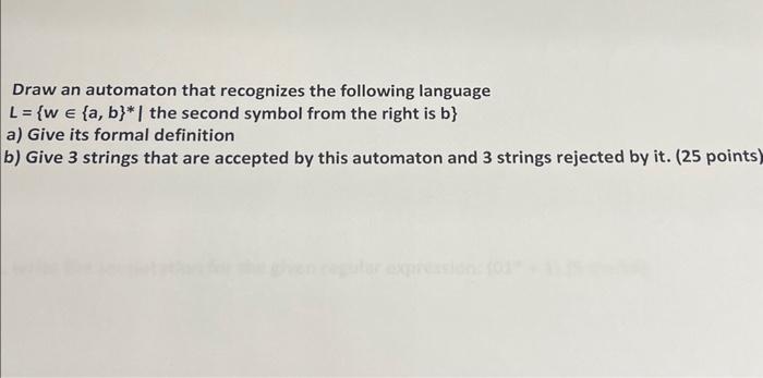 Solved Draw an automaton that recognizes the following | Chegg.com