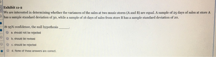 Solved Exhibit 11-2 We are interested in determining whether | Chegg.com