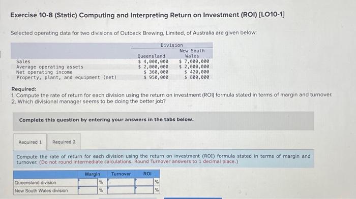 Solved Exercise 10-8 (Static) Computing and Interpreting | Chegg.com