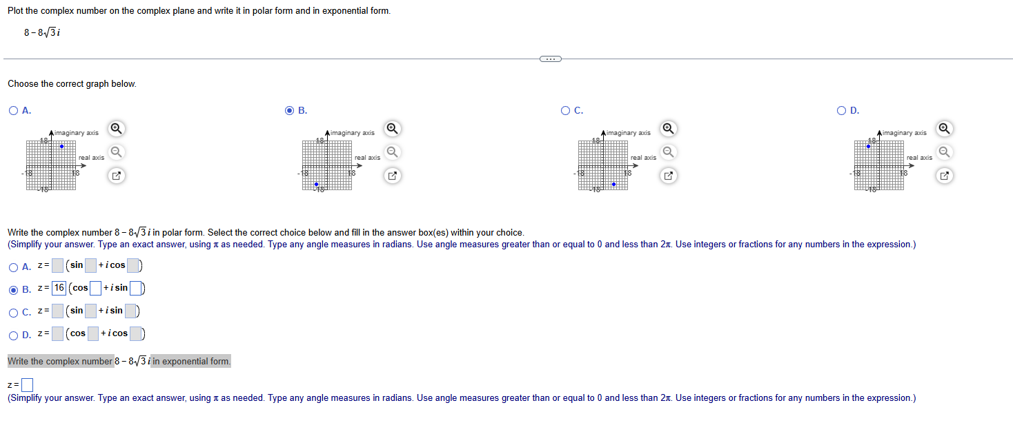 Solved Write the complex number 8-832i in ﻿exponential | Chegg.com