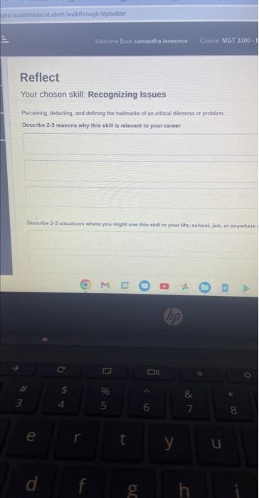 Solved Your chosen skill: Recognizing Issues PerceNing | Chegg.com