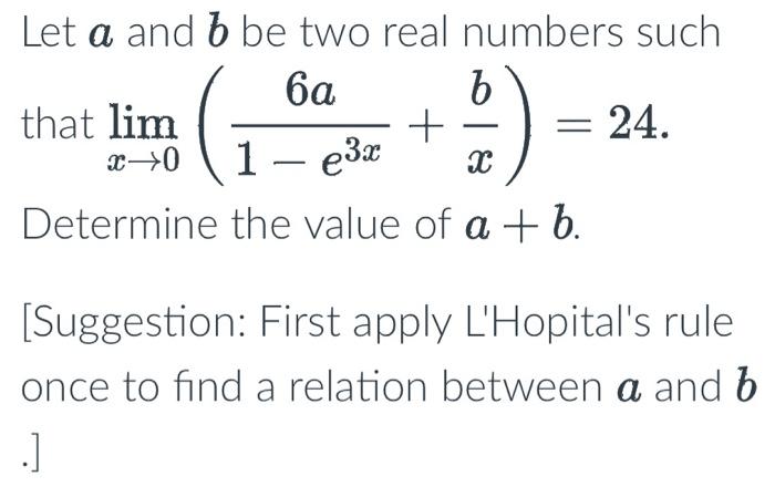 Solved Let a and b be two real numbers such that | Chegg.com